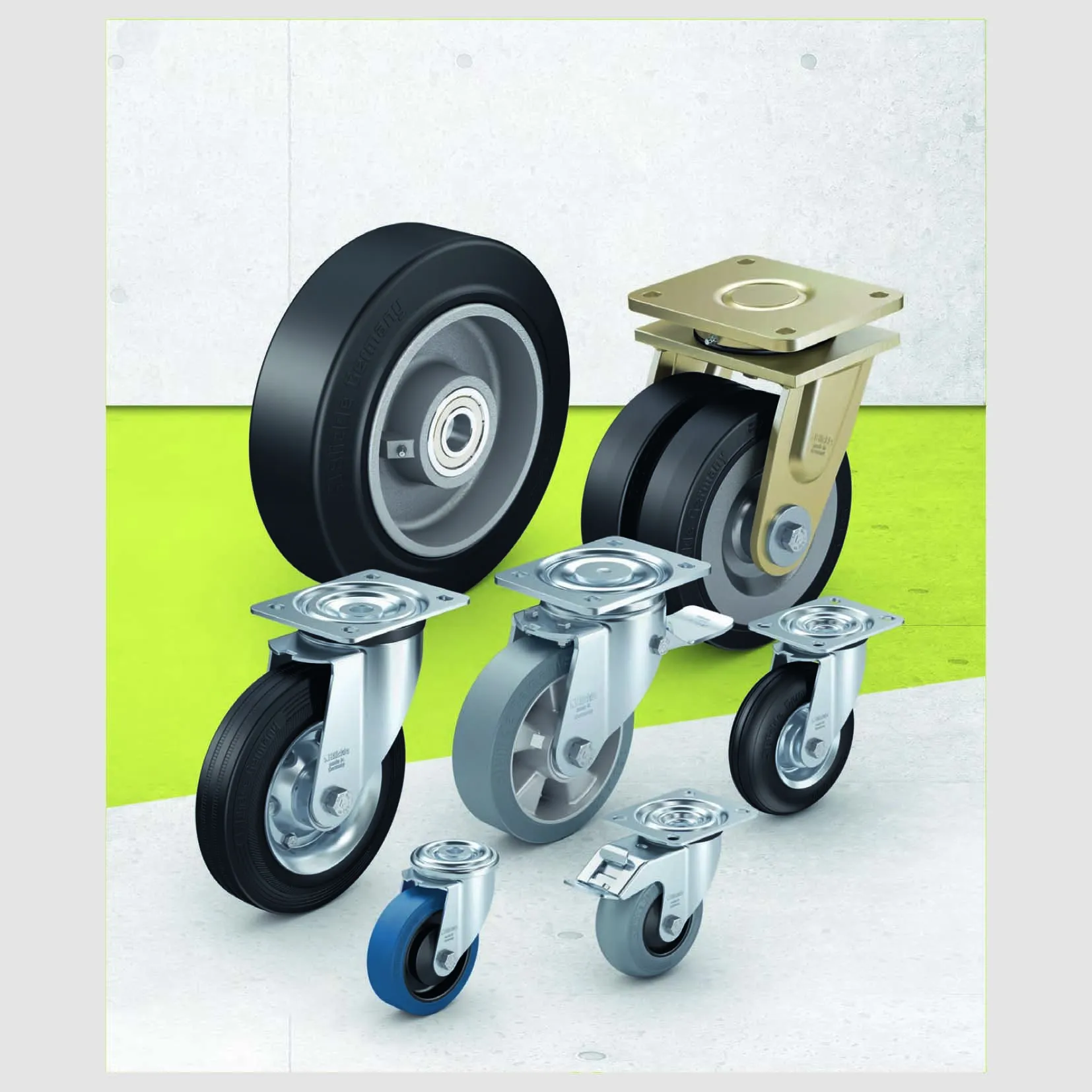 Wheels and castors with standard and premium rubber tyres | Castors and ...
